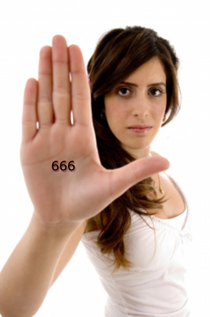 Girl with 666 in right hand - End Times Truth